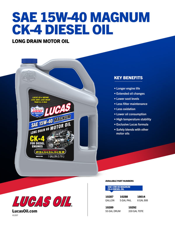 Lucas 15W-40 Diesel Oil 1 Gal – Heavy-Duty CK-4